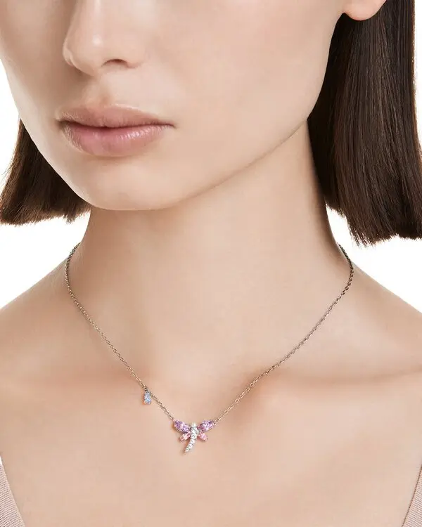 SWAROVSKI Ariana Grande X Crystal Dragonfly Pendant Necklace - Pink