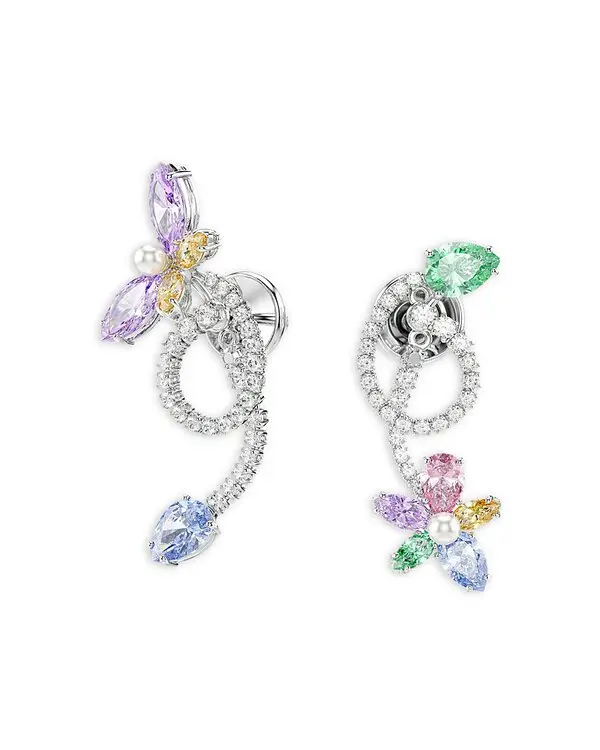 SWAROVSKI Ariana Grande X Dragonfly And Flower Asymmetrical Earrings - Multicolored
