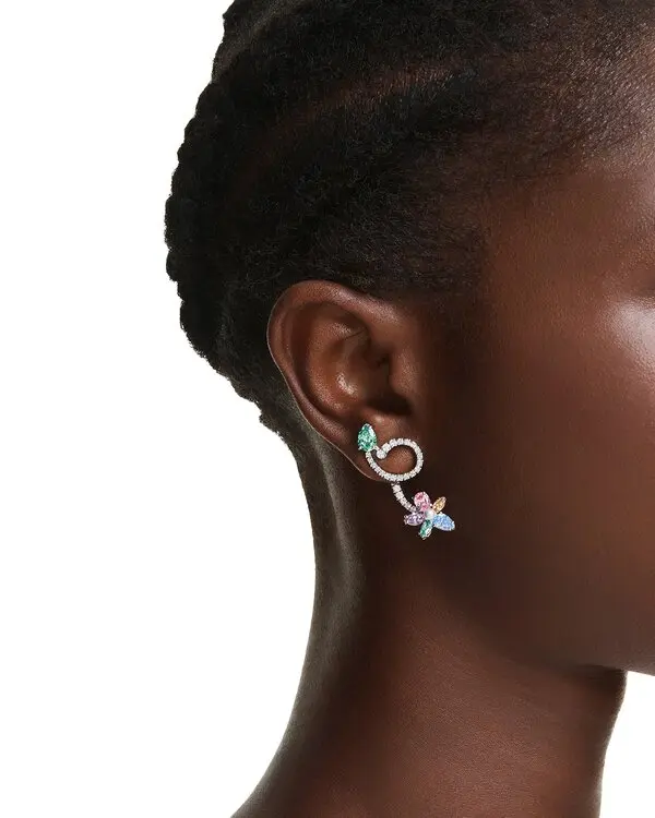 SWAROVSKI Ariana Grande X Dragonfly And Flower Asymmetrical Earrings - Multicolored