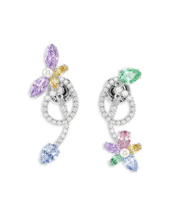 SWAROVSKI Ariana Grande X Dragonfly And Flower Asymmetrical Earrings - Multicolored