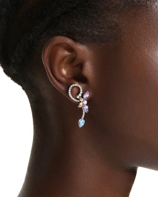 SWAROVSKI Ariana Grande X Dragonfly And Flower Asymmetrical Earrings - Multicolored