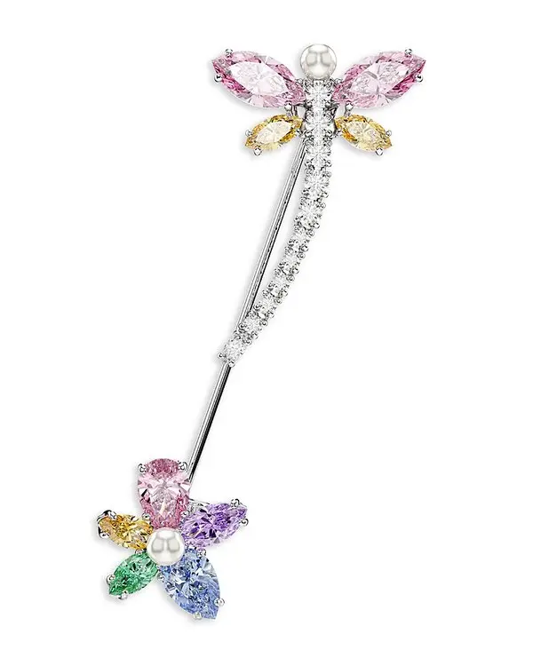 SWAROVSKI Ariana Grande X Crystal Dragonfly & Flower Brooch - Multicolored