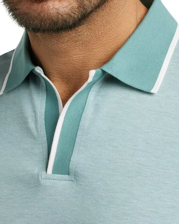 David Donahue Hemingway Cotton Silk Polo Shirt - Beach Glass