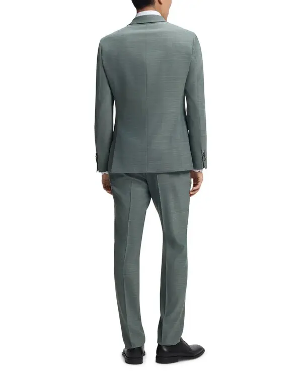 BOSS H Huge Textured Solid Slim Fit Suit - Open Green