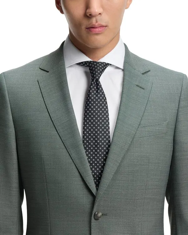 BOSS H Huge Textured Solid Slim Fit Suit - Open Green