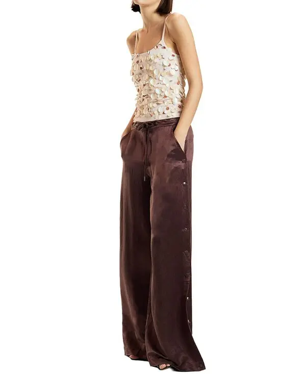 Cynthia Rowley Wide Leg Snap Pants - Brown