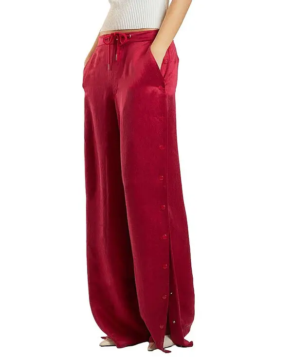 Cynthia Rowley Wide Leg Snap Pants - Red