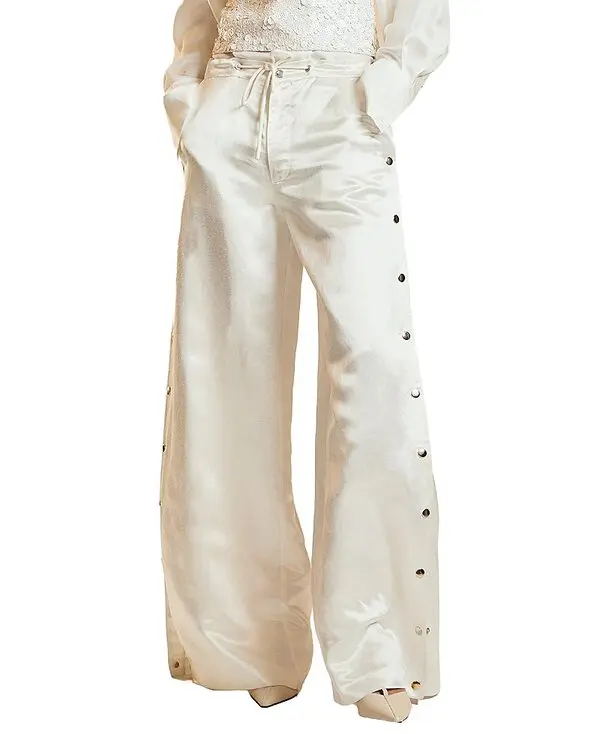 Cynthia Rowley Wide Leg Snap Pants - White