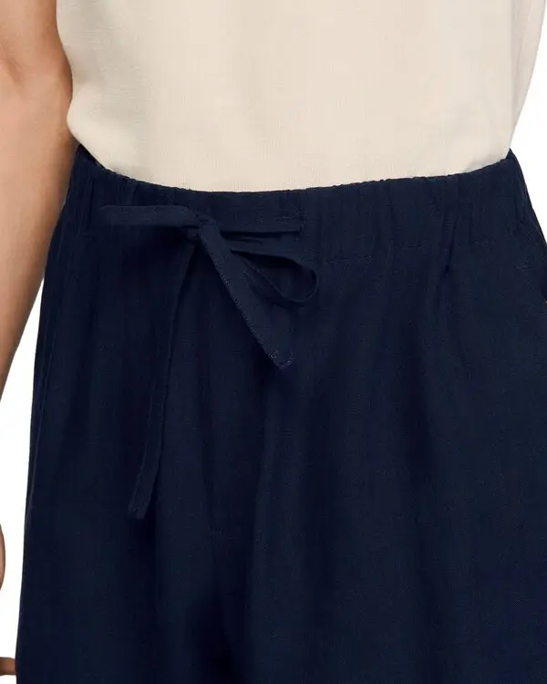 Sandro Classic Fit Linen Shorts - Navy Blue