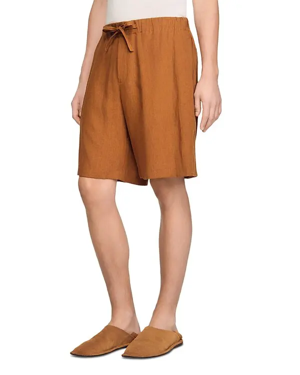 Sandro Classic Fit 8.9" Linen Shorts - Whisky