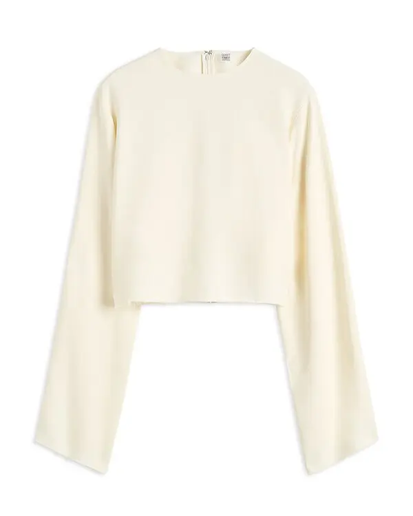 TOTEME Cropped Sable Blouse - Macadamia