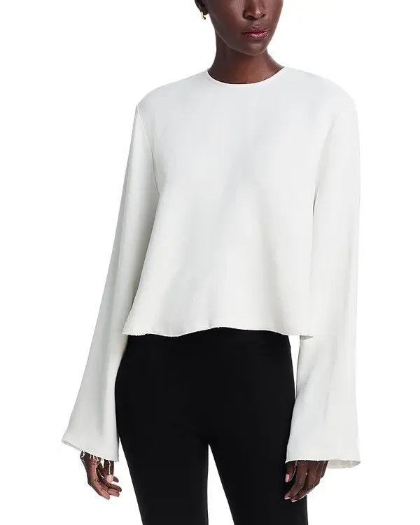 TOTEME Cropped Sable Blouse - Macadamia