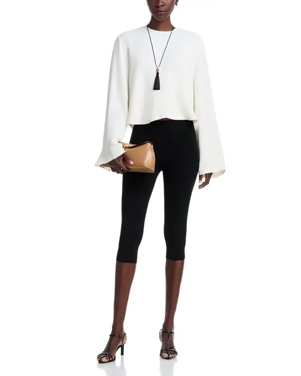 TOTEME Cropped Sable Blouse - Macadamia