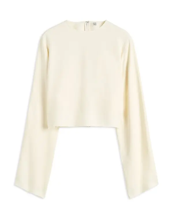 TOTEME Cropped Sable Blouse - Macadamia