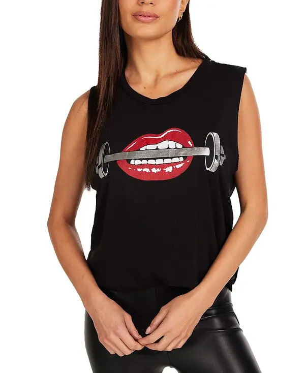 Lauren Moshi Kerry Barbell Lip Tee - Black