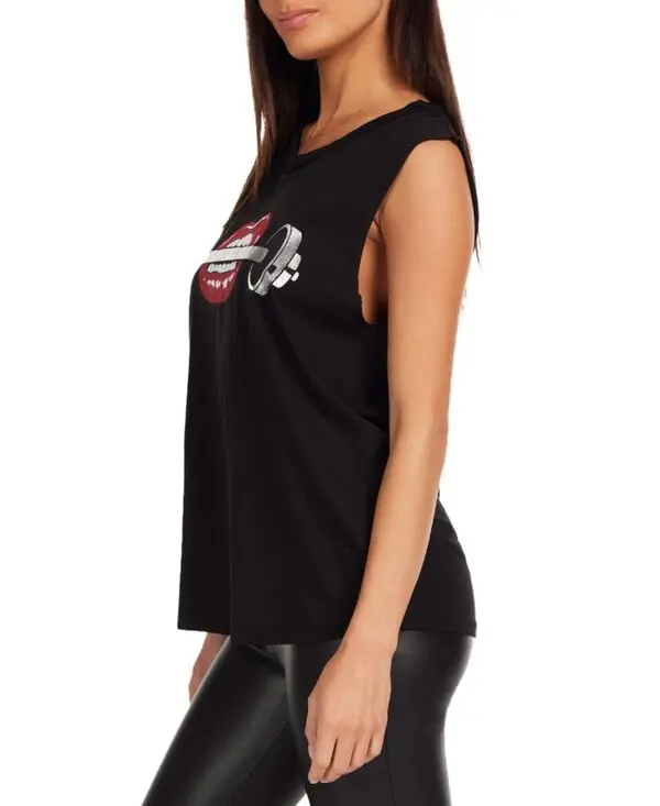 Lauren Moshi Kerry Barbell Lip Tee - Black