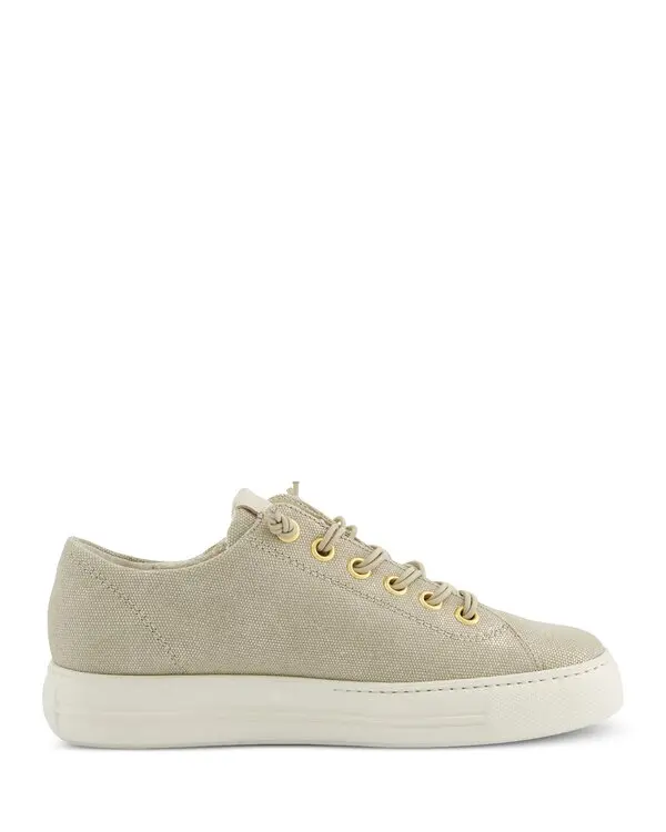 Paul Green Dixie Lace Up Sneakers - Shell Metallic Canvas