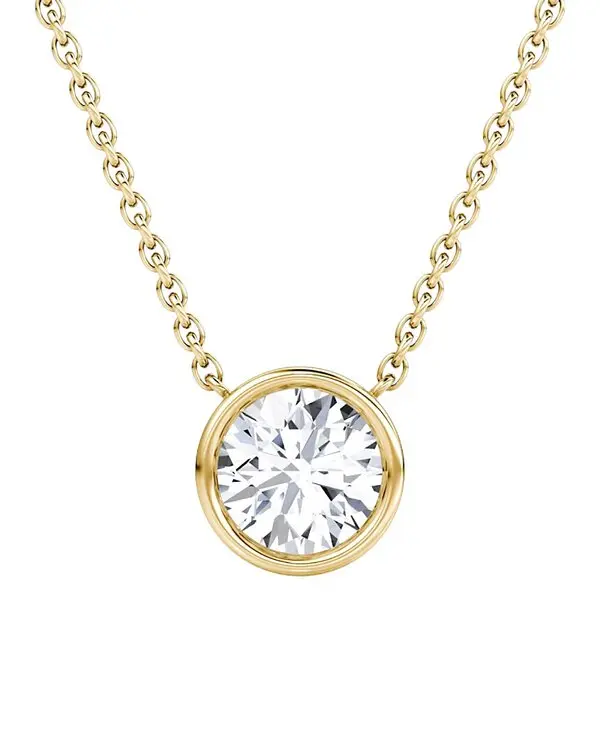 VRAI 14k Gold 1.0ctw Round Brilliant Lab Grown Diamond Bezel Solitaire Necklace - K Yellow Gold