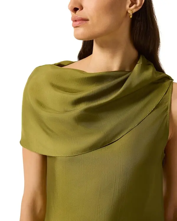ARGENT Silk Funnel Neck Dress - Pickle