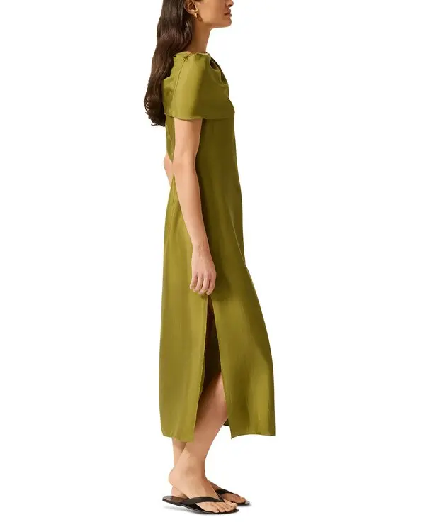 ARGENT Silk Funnel Neck Dress - Pickle