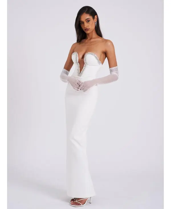 MISS CIRCLE NEW YORK Izzy Crystal Opera-length Gloves