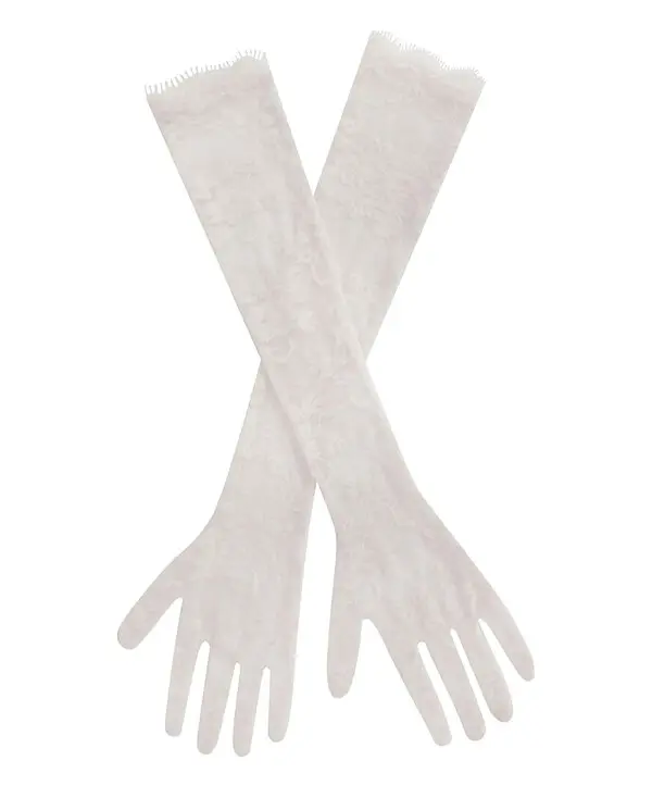 MISS CIRCLE NEW YORK Rae Lace Opera Gloves - White