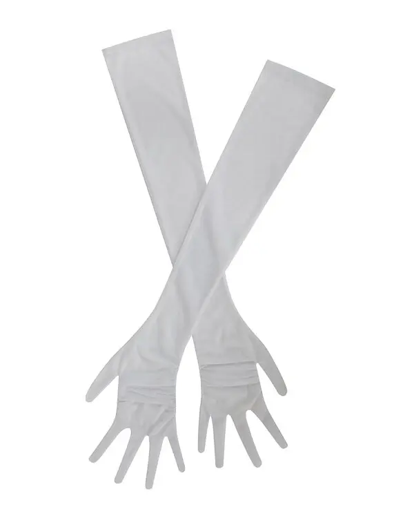 MISS CIRCLE NEW YORK Qira Mesh Opera-length Gloves - White