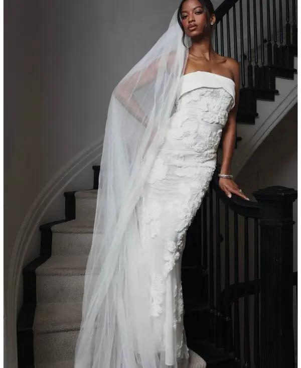 MISS CIRCLE NEW YORK Raphaela Floral Strapless Mermaid Wedding Dress