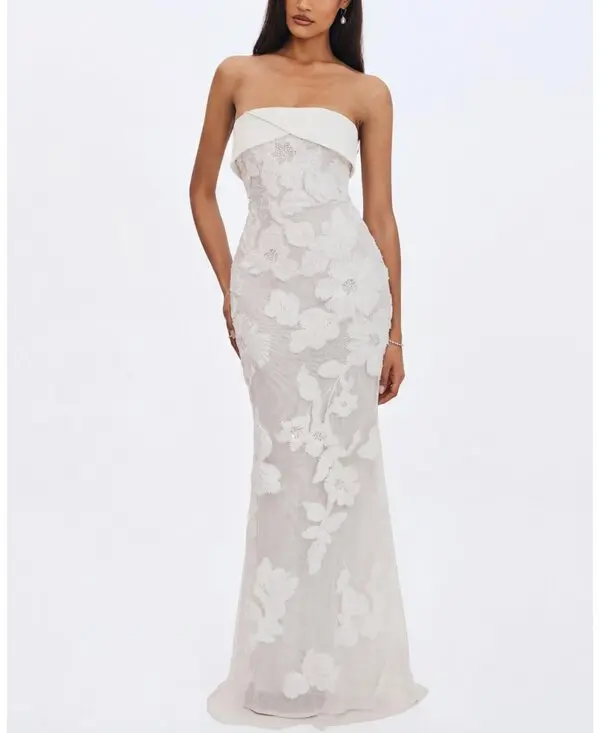 MISS CIRCLE NEW YORK Raphaela Floral Strapless Mermaid Wedding Dress