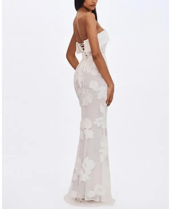 MISS CIRCLE NEW YORK Raphaela Floral Strapless Mermaid Wedding Dress