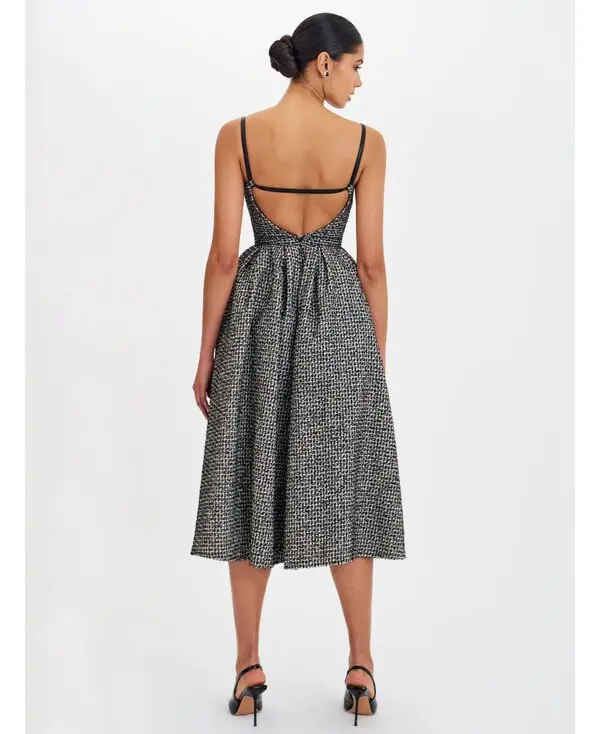 MISS CIRCLE NEW YORK Katalina Tweed Backless Midi Dress