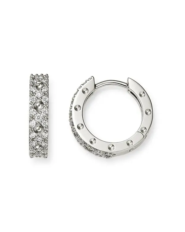 Roberto Coin 18k Gold Symphony Pois Moi Diamond Hoop Earrings - White