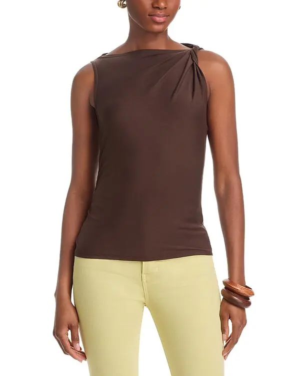 Veronica Beard Otessa Twisted Strap Top - Dark Mocha