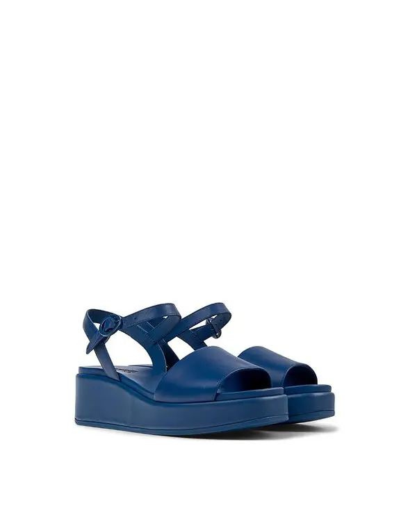 Camper Misia Leather Flatform Sandals - Blue