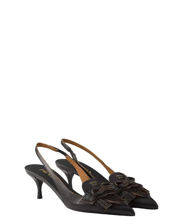 Prada Leather Slingback Pumps - Black