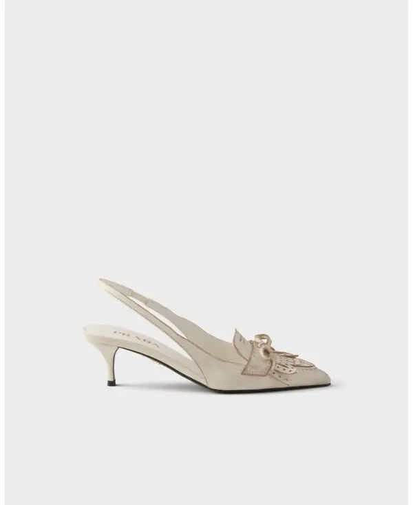 Prada Leather Slingback Pumps - Neutral