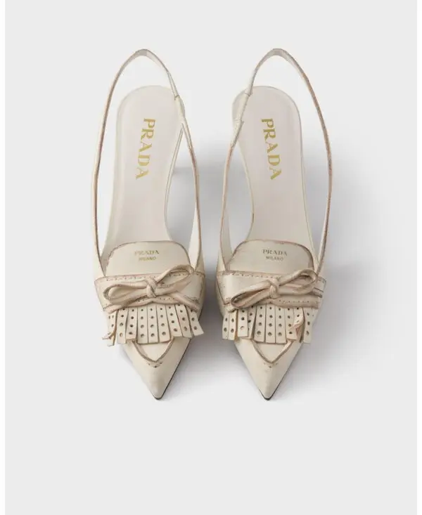 Prada Leather Slingback Pumps - Neutral