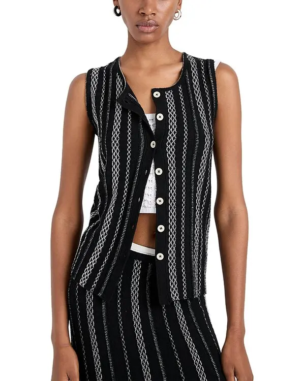 Proenza Schouler White Label Alyna Textured Vest - Black/white