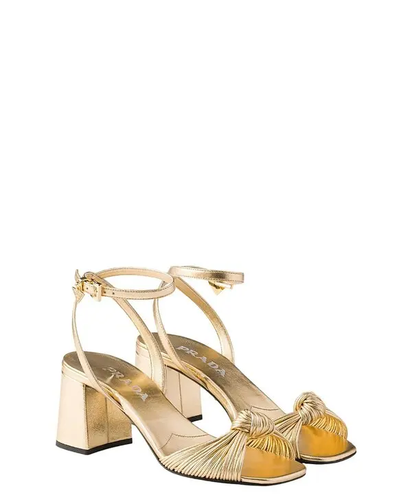 Prada Nappa Leather Sandals - Gold/silver
