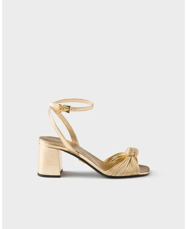 Prada Nappa Leather Sandals - Gold/silver