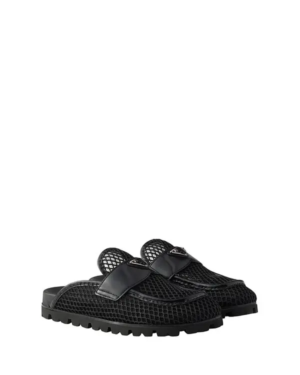 Prada Mesh Fabric Mules - Black