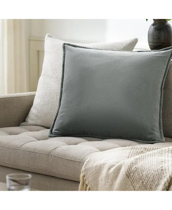 SURYA Cotton Velvet Decorative Pillow - Sage
