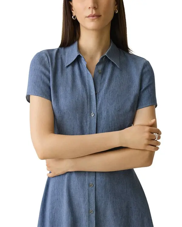 theory short sleeve shirt dress Blue Good Wool Belted Shirt Dress
