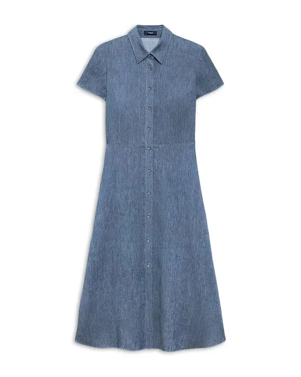 Theory Short Sleeve Shirtdress - Light Denim