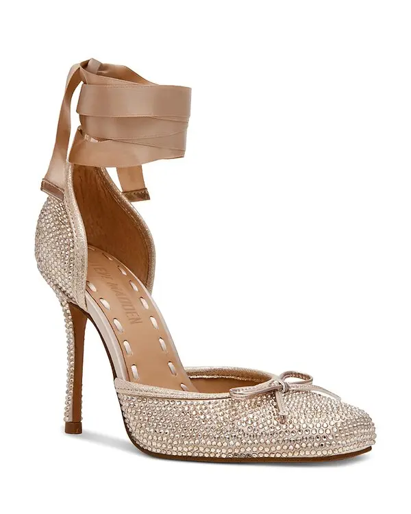 Steve Madden Larina Ankle Tie Pumps - Champagne