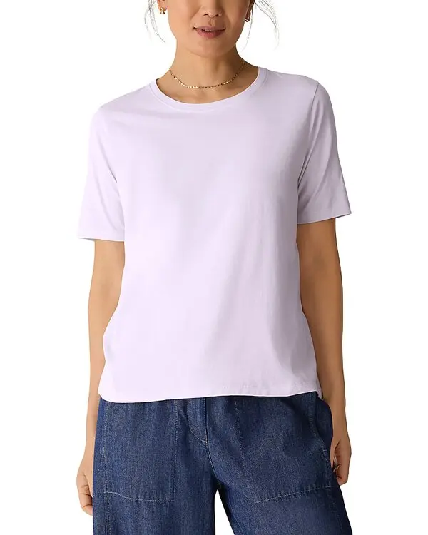 Eileen Fisher Cotton Round Neck Tee - Light Frost