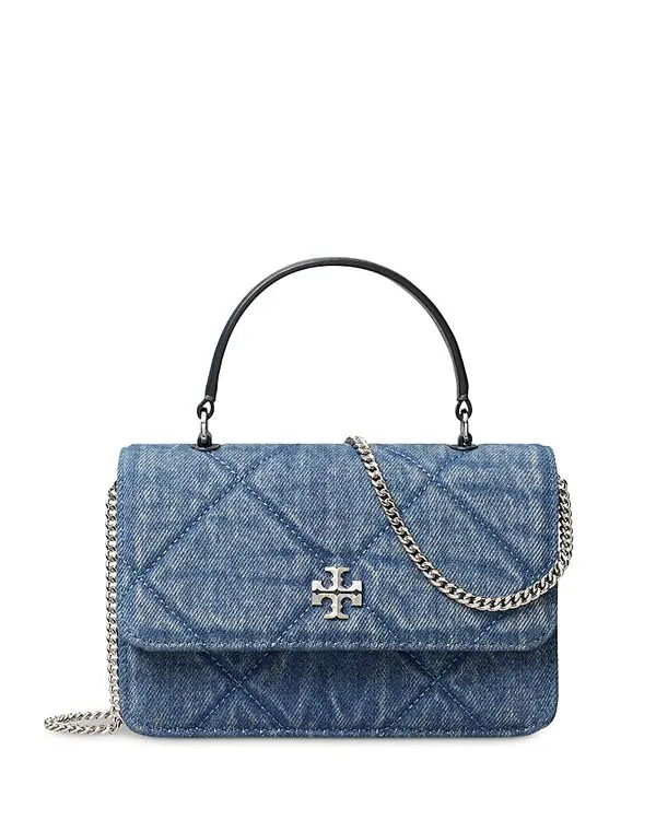 Tory Burch Kira Mini Diamond Quilt Denim Crossbody Bag - Blue