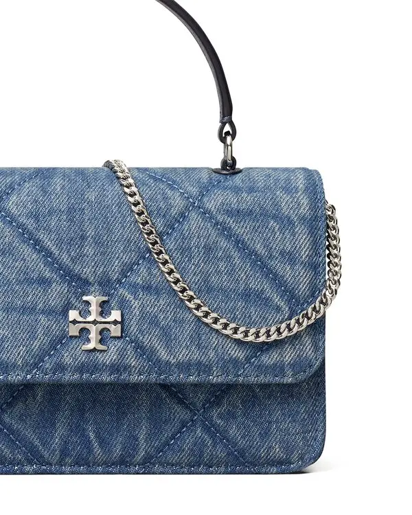 Tory Burch Kira Mini Diamond Quilt Denim Crossbody Bag - Blue