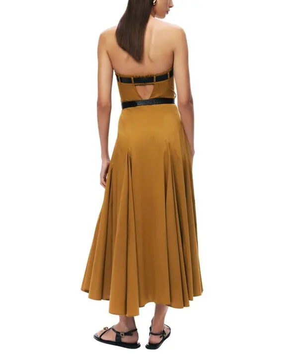 NOCTURNE Strapless Belted Midi Dress - Camel