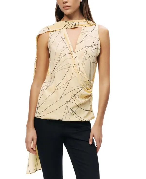 NOCTURNE Draped Sleeveless Blouse